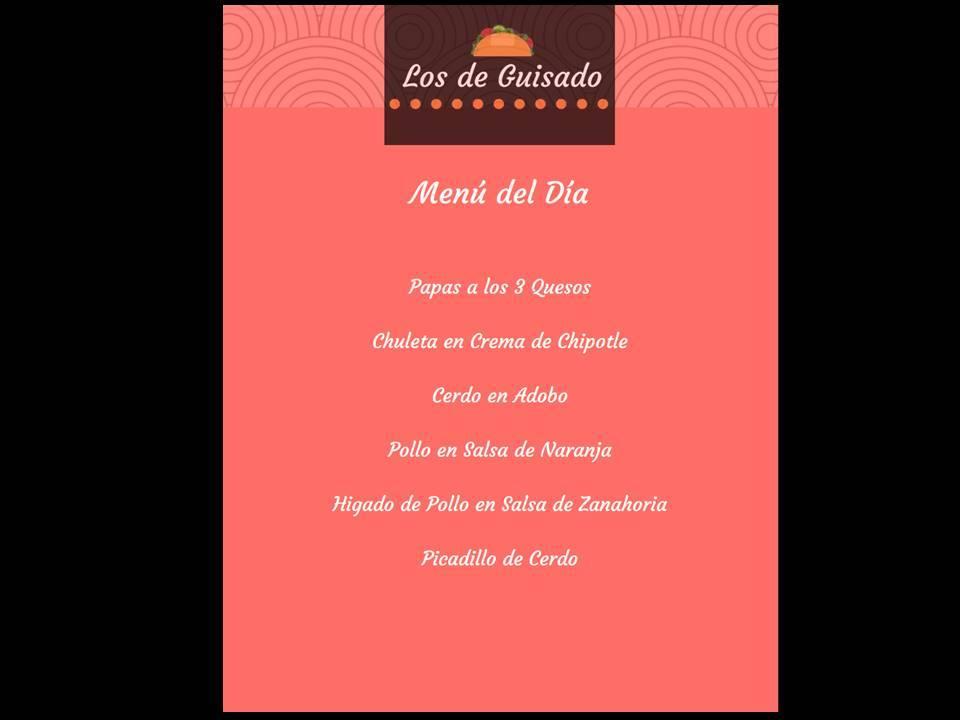 Menu at Los de Guisado restaurant, Valle de Bravo