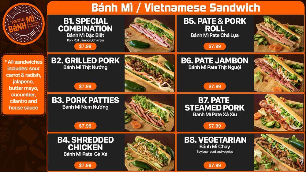 Menu at Paris Banh Mi - Silver Sands Outlets cafe, Miramar Beach