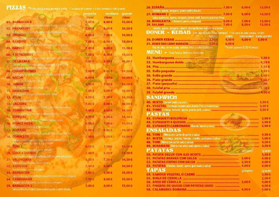 Menu at Cervecería la Parada pub & bar, Dénia