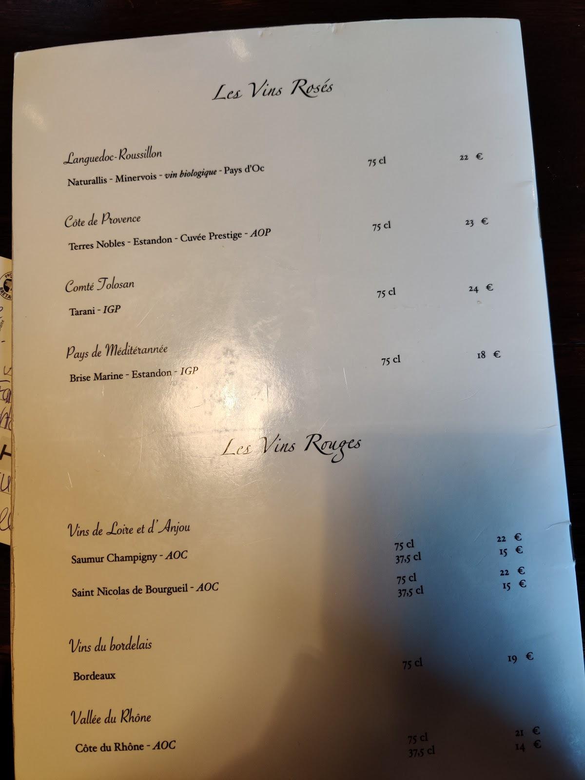 Menu at L'albatros restaurant, Audierne