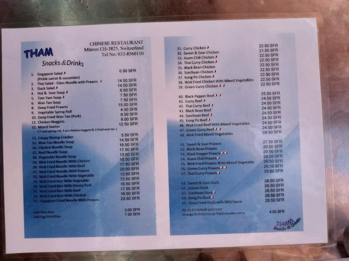 Menu da Tham Restaurant, Lauterbrunnen, Rouft 1067A