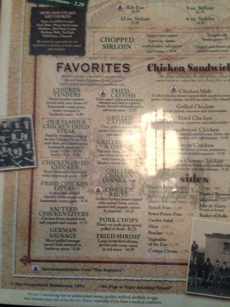 Menu at The SmokeStack Restaurant, Mingus, 239 Private Rd 741 Exit 367