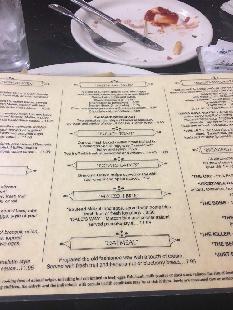 Menu at Weiss Deli restaurant, Henderson