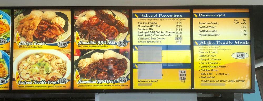 Menu at Aloha Hawaiian BBQ, Santa Ana, N Bristol St