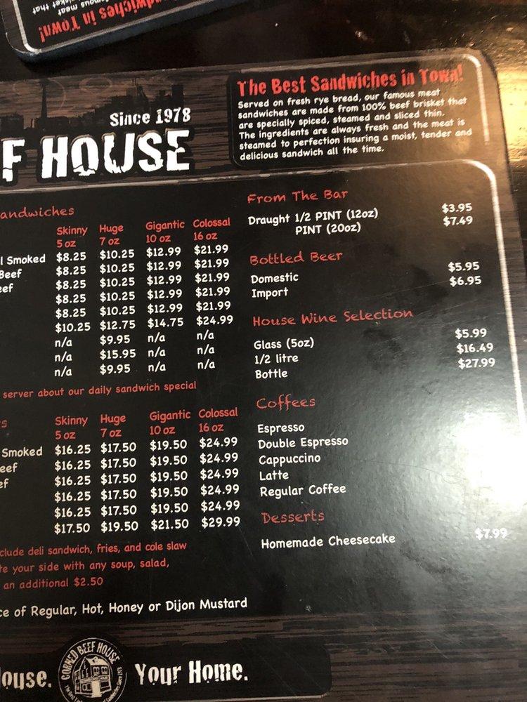Menu at Corned Beef House restaurant, Vaughan, 120 Whitmore Rd #19