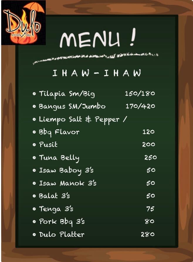 Menu at Dulo Kitchen X Grill pub & bar, Calamba