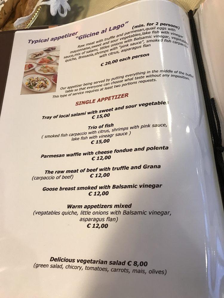 Menu at Glicine al Lago pub & bar, Arona