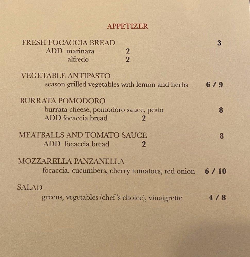 Menu at Italianesque restaurant, Nampa