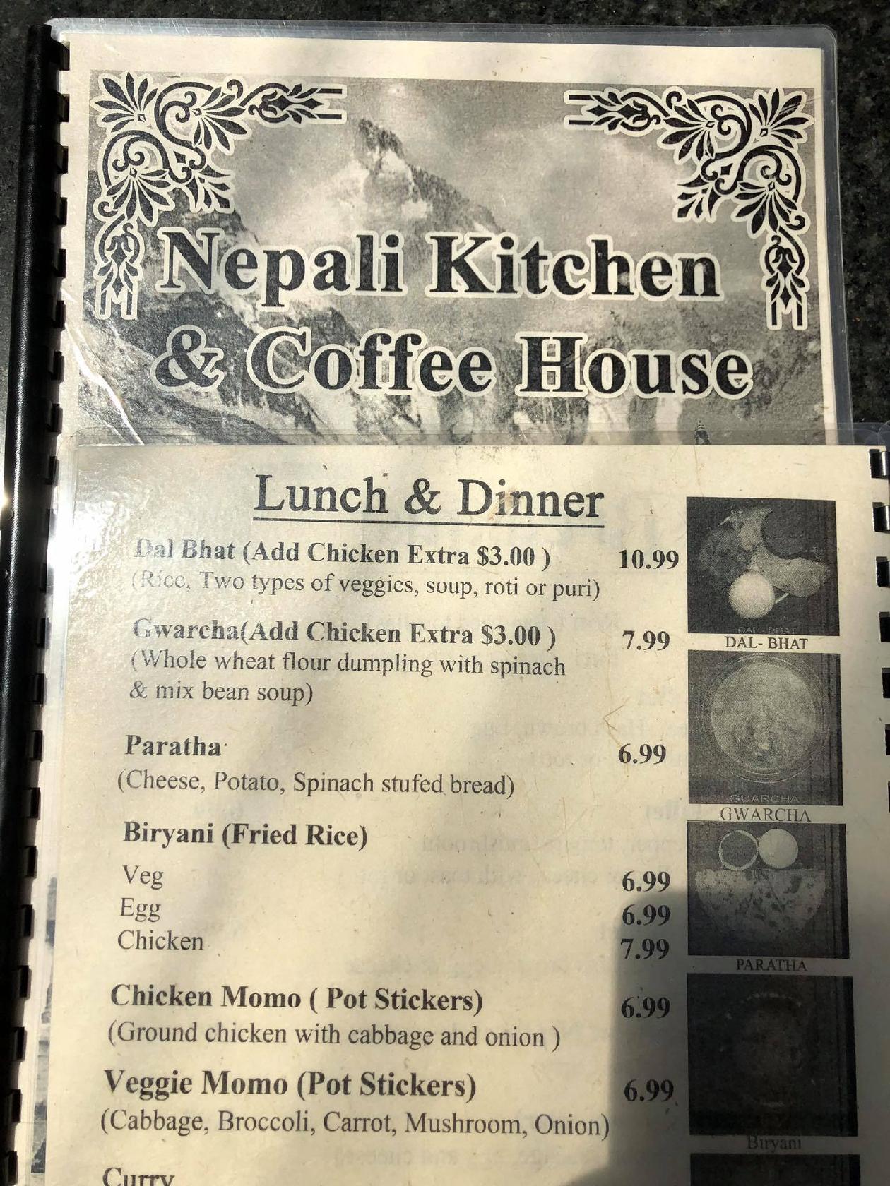 Menu at Nepali Kitchen restaurant, Lincoln City