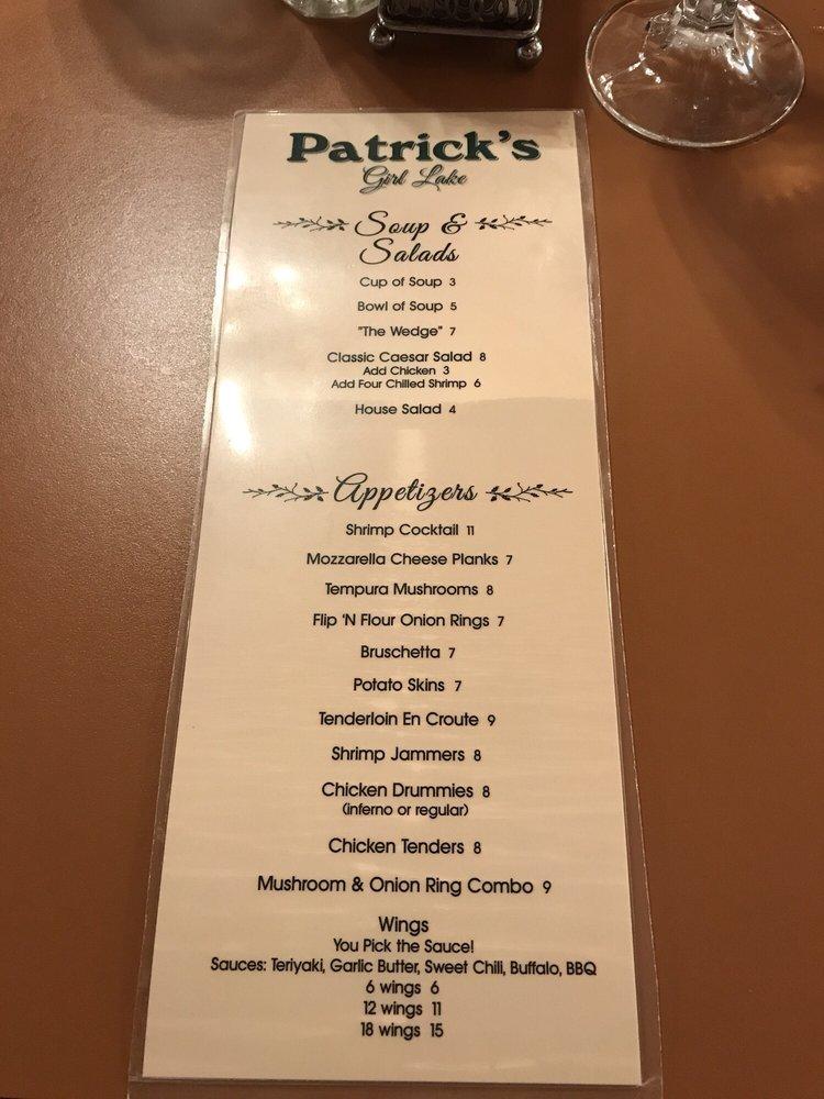 Menu at Patrick's Fine Dining BBQ, Longville