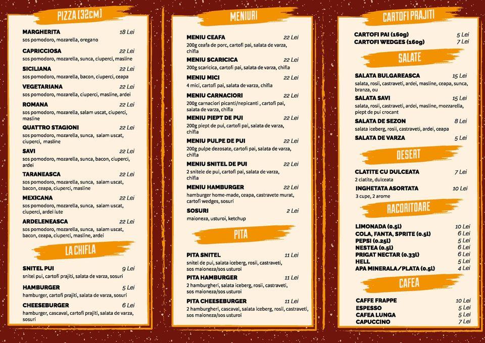 Menu at Savi Restaurant & Club Biliard, Bucharest