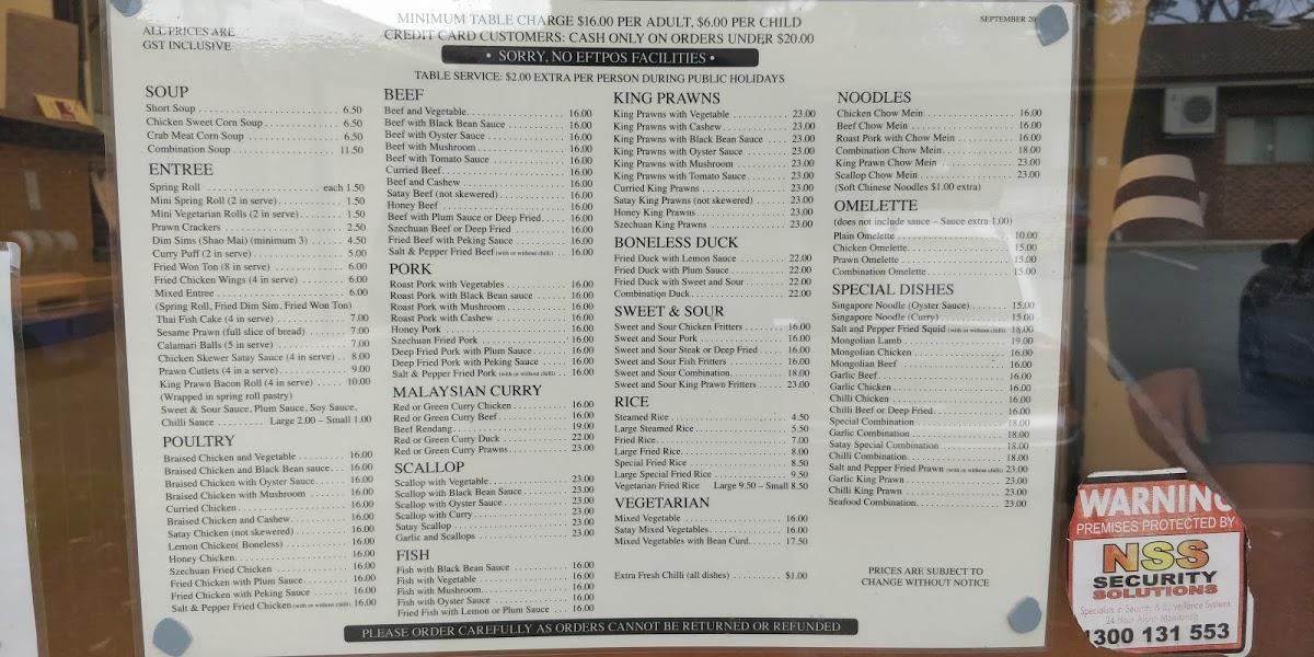Menu at Surf Beach Chinese Takeaway fast food, Surf Beach