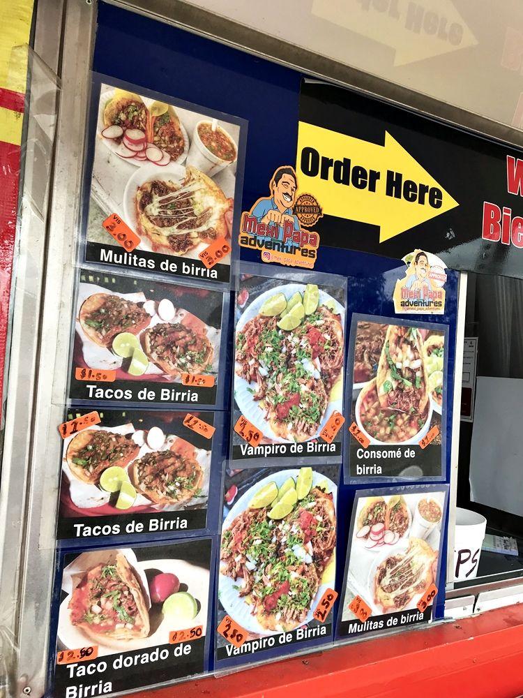 Menu at Taquizas Gilberto restaurant, La Puente, Francisquito Ave