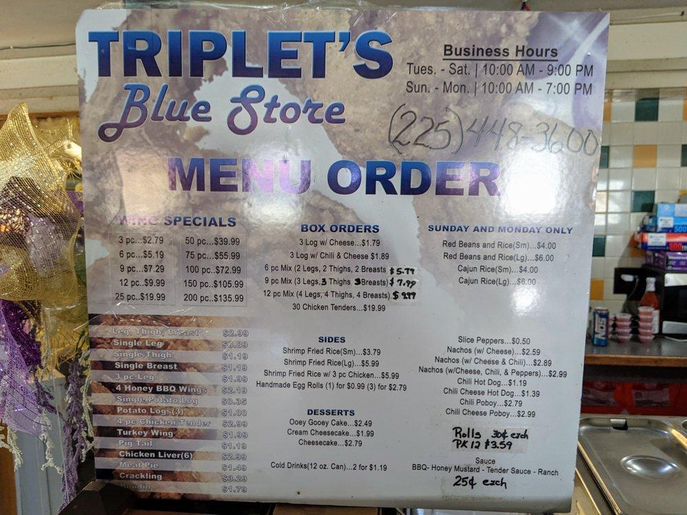 Menu at The Blue Store restaurant, Baton Rouge, Plank Rd