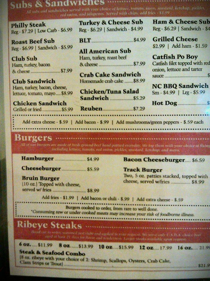 Menu at Track 1 Restaurant, Camden