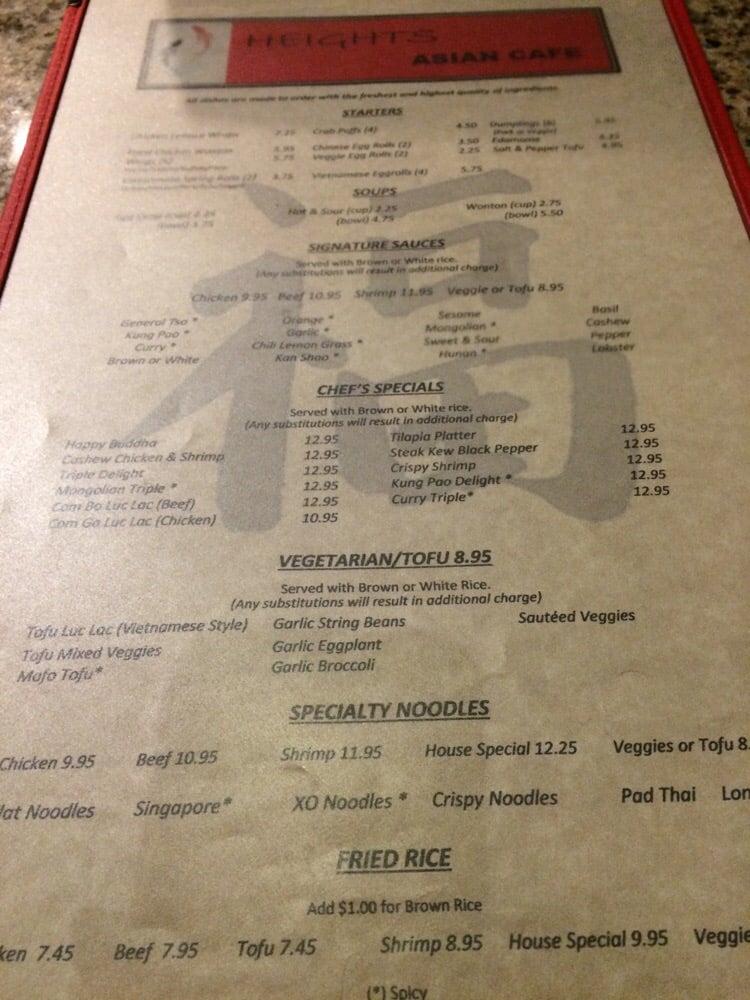 Menu at Heights Asian Cafe, Houston