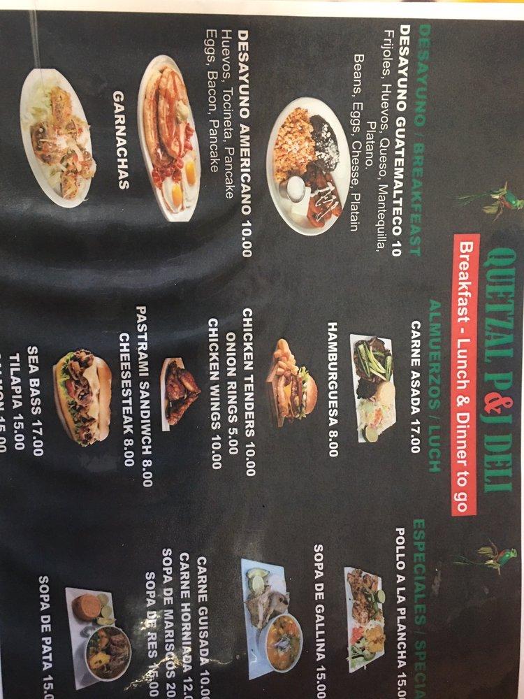 Menu at Quetzal P&J Deli, Branford