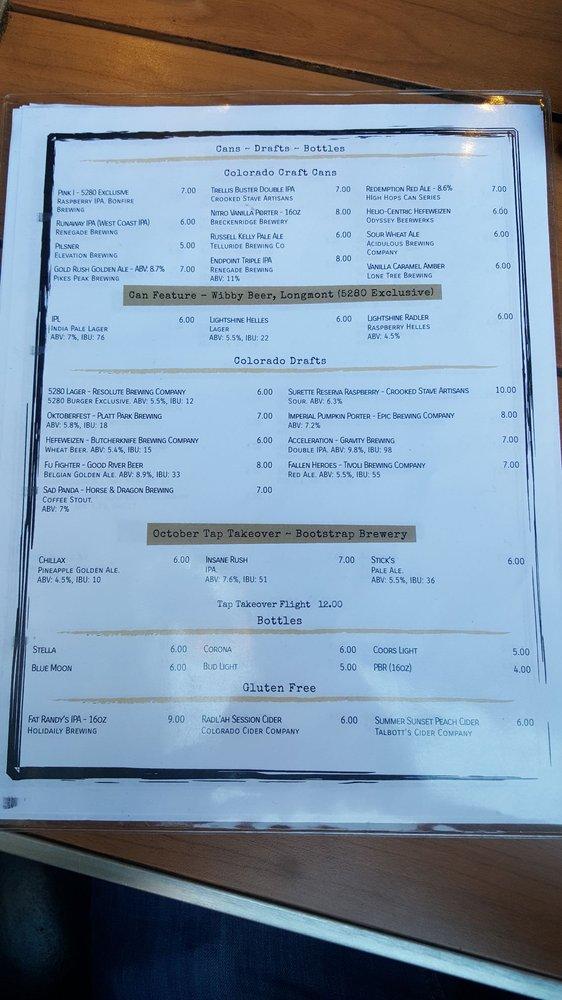Menu at 5280 Burger Bar, Denver, 500 16th St Mall Suite 160