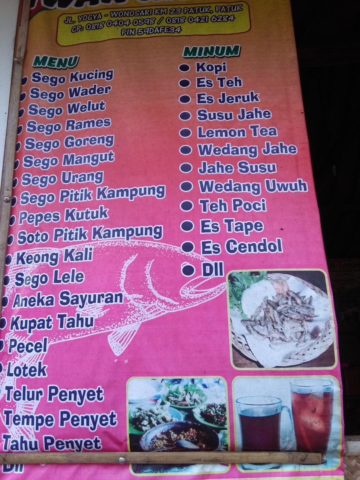 Menu at ANGKRINGAN IWAK KALI & SOTO LENTHOK restaurant, Wonosari