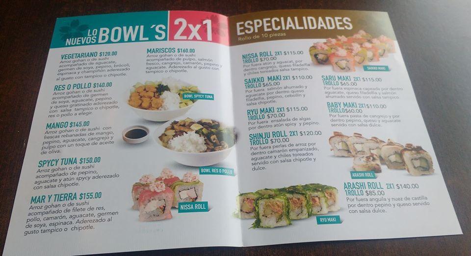 Menu at Akarui hana restaurant, Mexico City