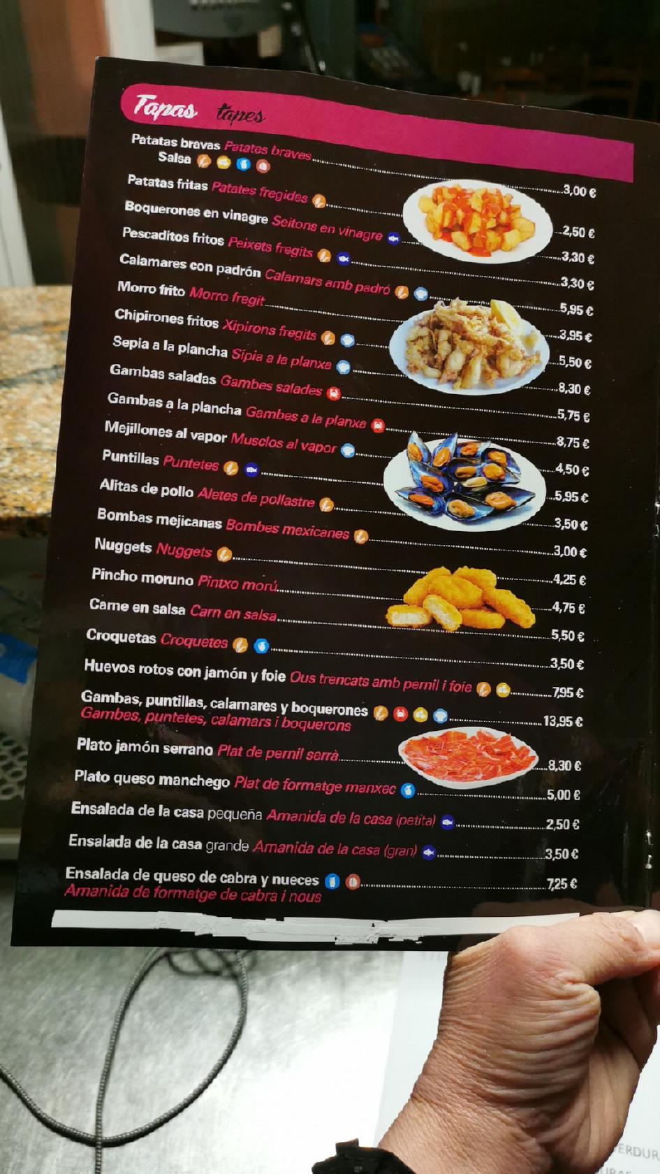 Menu at Bar Restaurante La Rambla, La Canonja