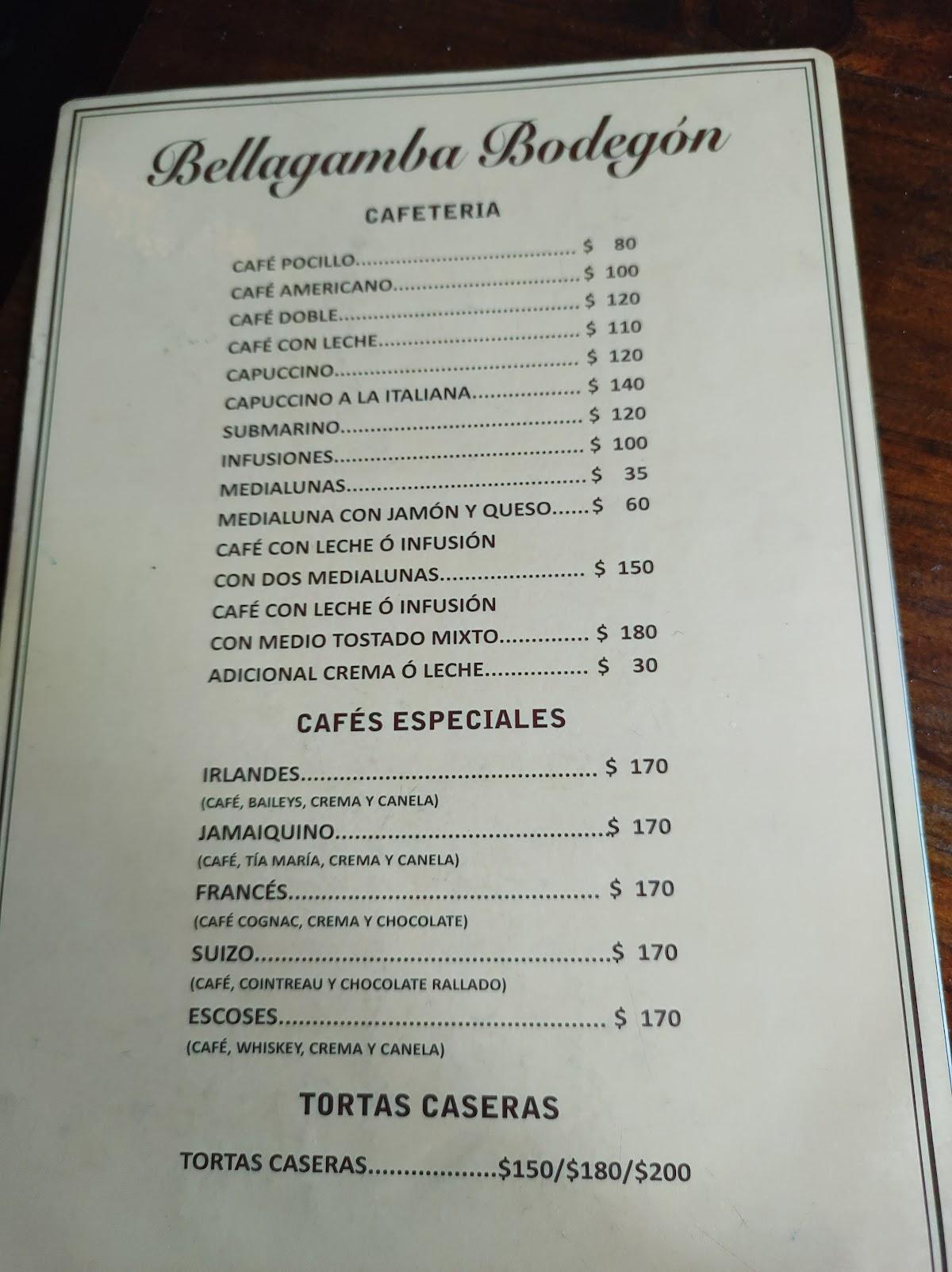 Carta del restaurante Bellagamba bodegón, Buenos Aires, Av. Directorio 551