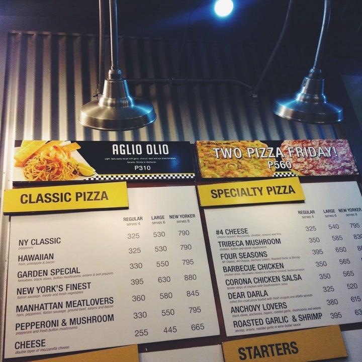 Menu at Yellow Cab Pizza Co. restaurant, Davao City, Gateway