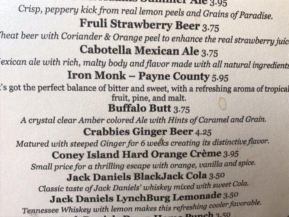 Menu at Cafe 33 Steakhouse and Whiskey Bar, Perkins