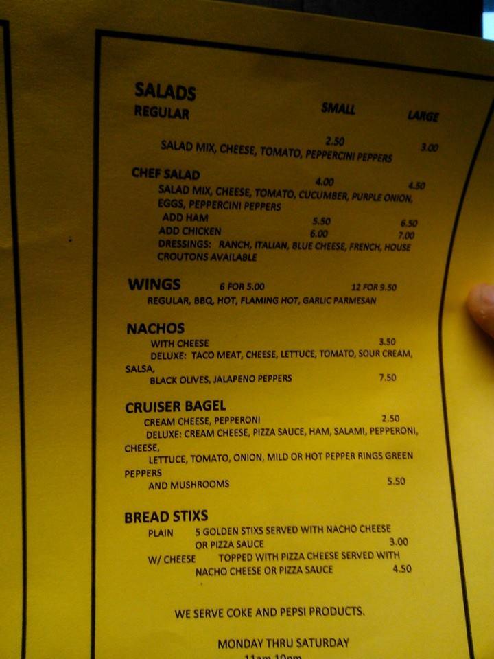 Menu at Cruisers Pizza Subs & Suds pizzeria, Marion
