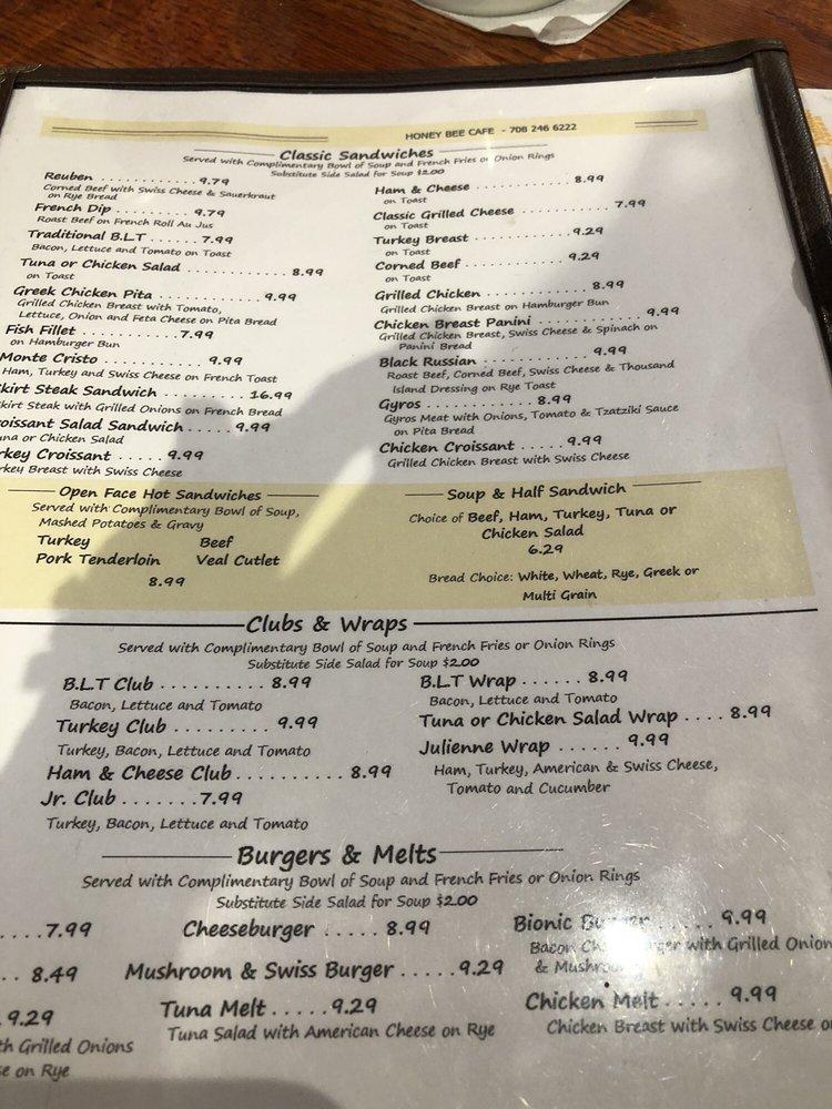 Menu at Honey Bee Cafe, Western Springs