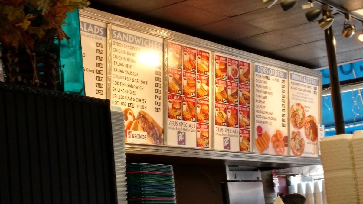 Menu at Zeus Restaurant, Chicago