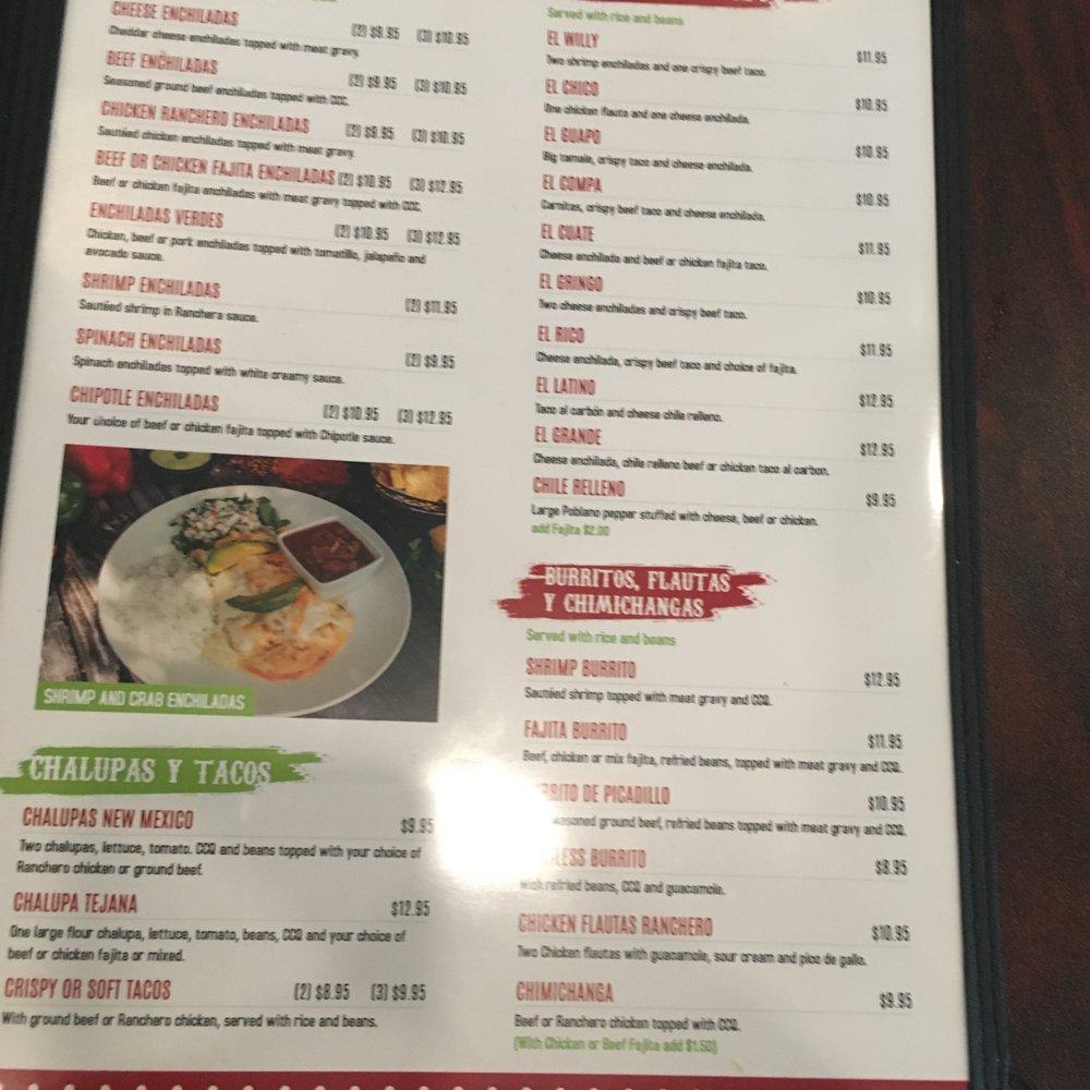 Menu at CINCO DE MAYO MEXICAN RESTAURANT & BAR, Houston, Greenhouse Rd