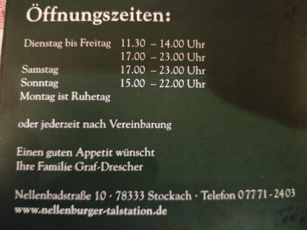 Speisekarte von Nellenburger Talstation restaurant, Stockach