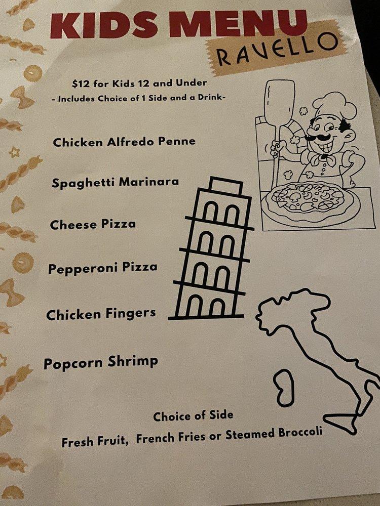Menu at Ravello restaurant, Nashville, Opryland Dr