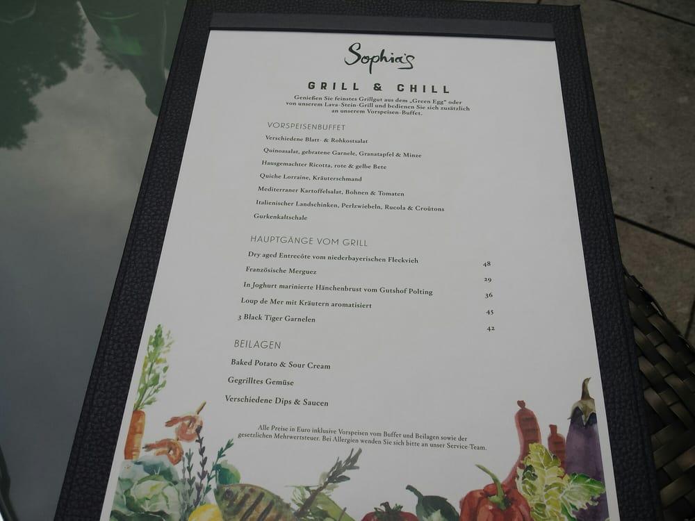 Menu at Sophia's Restaurant & Bar, Munich