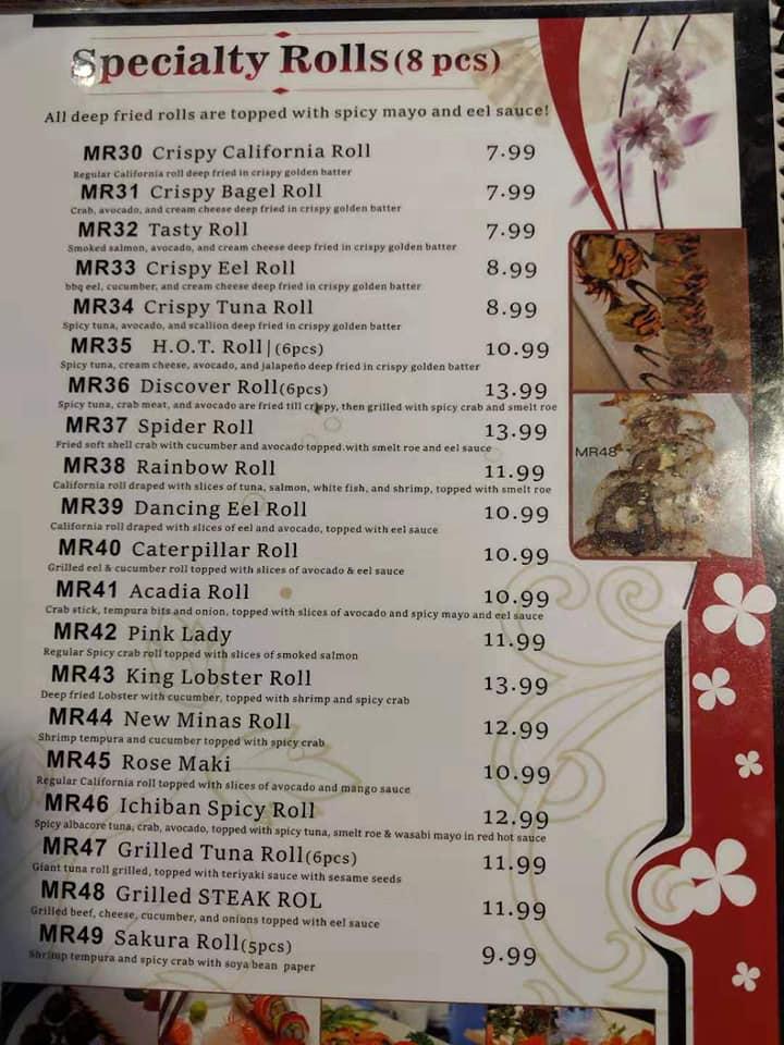 Menu at Sushi Fang restaurant, New Minas