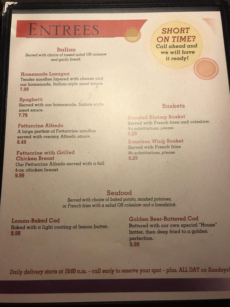 Menu at The Brothers Three pizzeria, Marinette