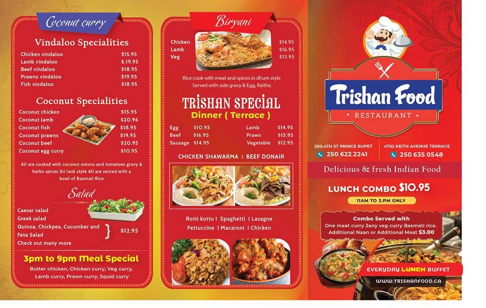Menu at Trishan Food restaurant, Terrace