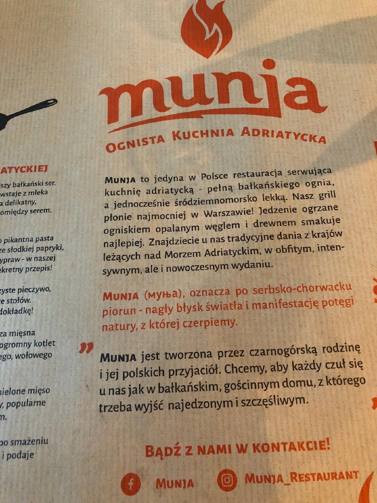 Menu at Munja Grzybowska 43 pub & bar, Warsaw