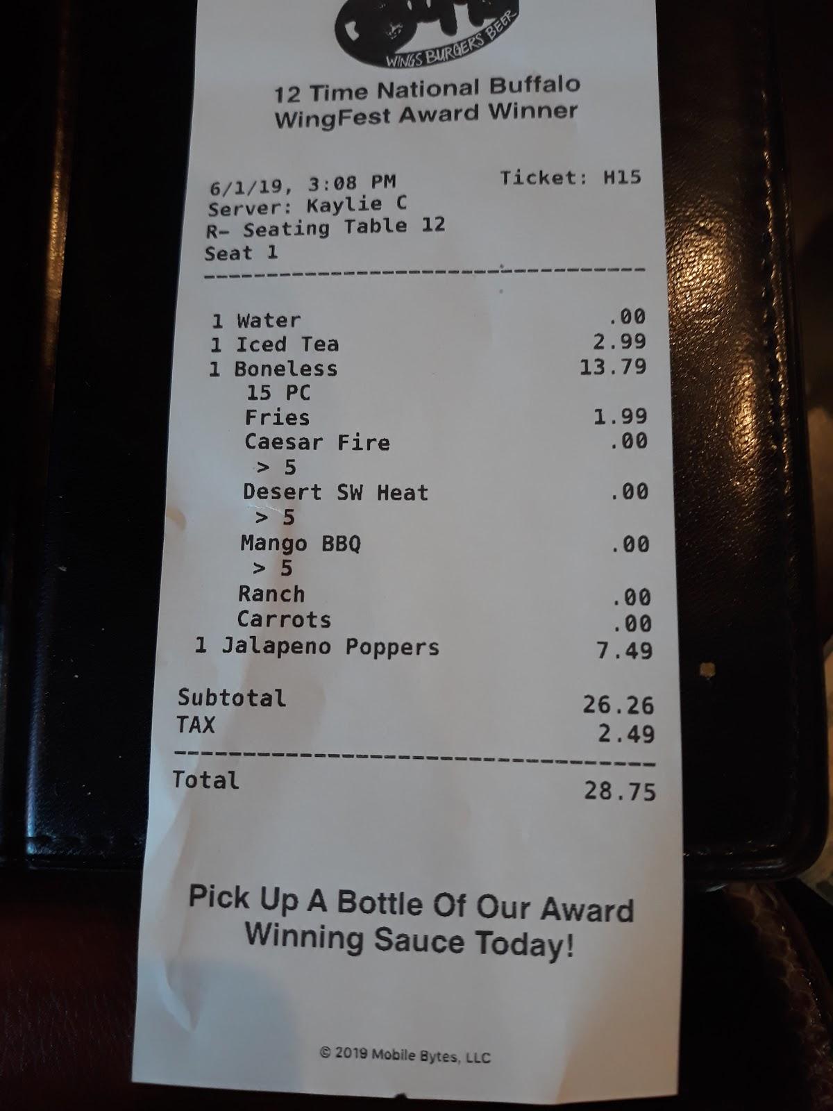 Menu at Booty's Wings Burgers & Beer pub & bar, Surprise
