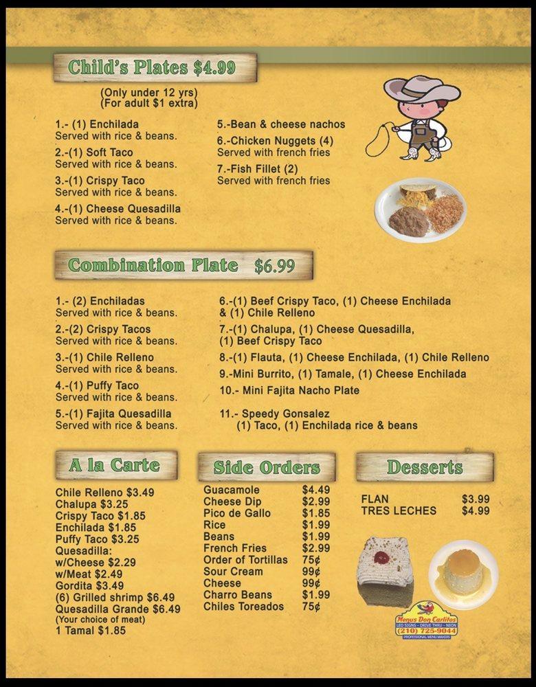 Menu at El Bracero Bar & Grill, San Antonio, N Foster Rd #90