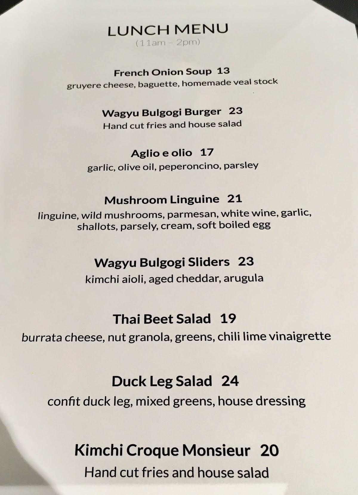 Menu at Jess' Restaurant, Vancouver