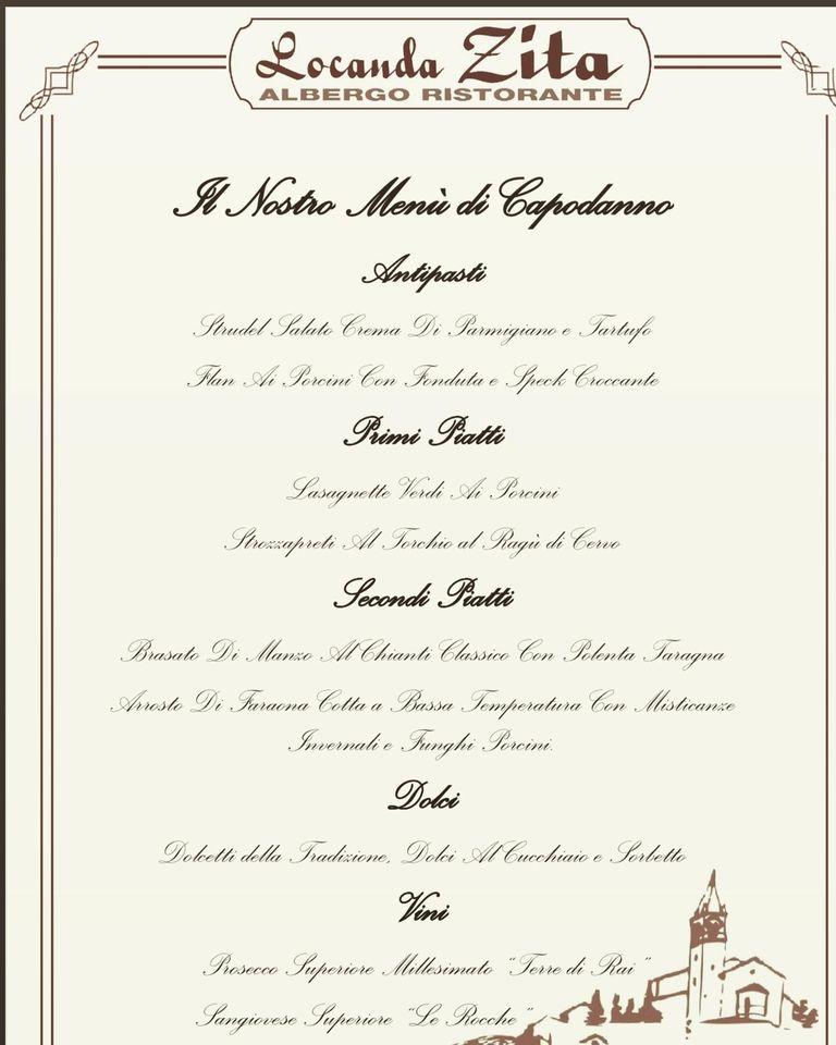 Menu at Locanda Zita restaurant, Sestola, Piazza S. Giorgio