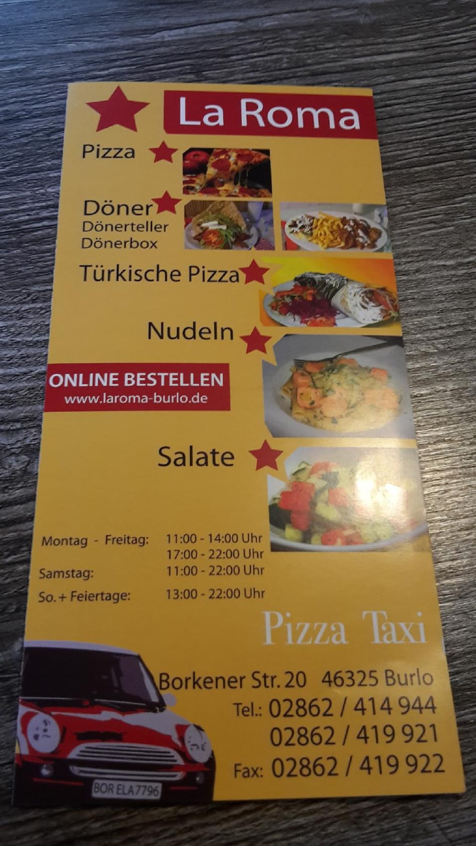 Menu at Pizzeria La Roma, Borken