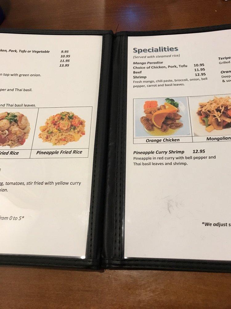 Menu at Thai Food Restaurant, Lake Havasu City