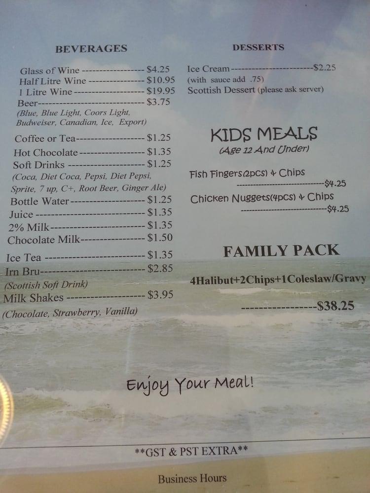 Menu at My Place Fish & Chips restaurant, Toronto