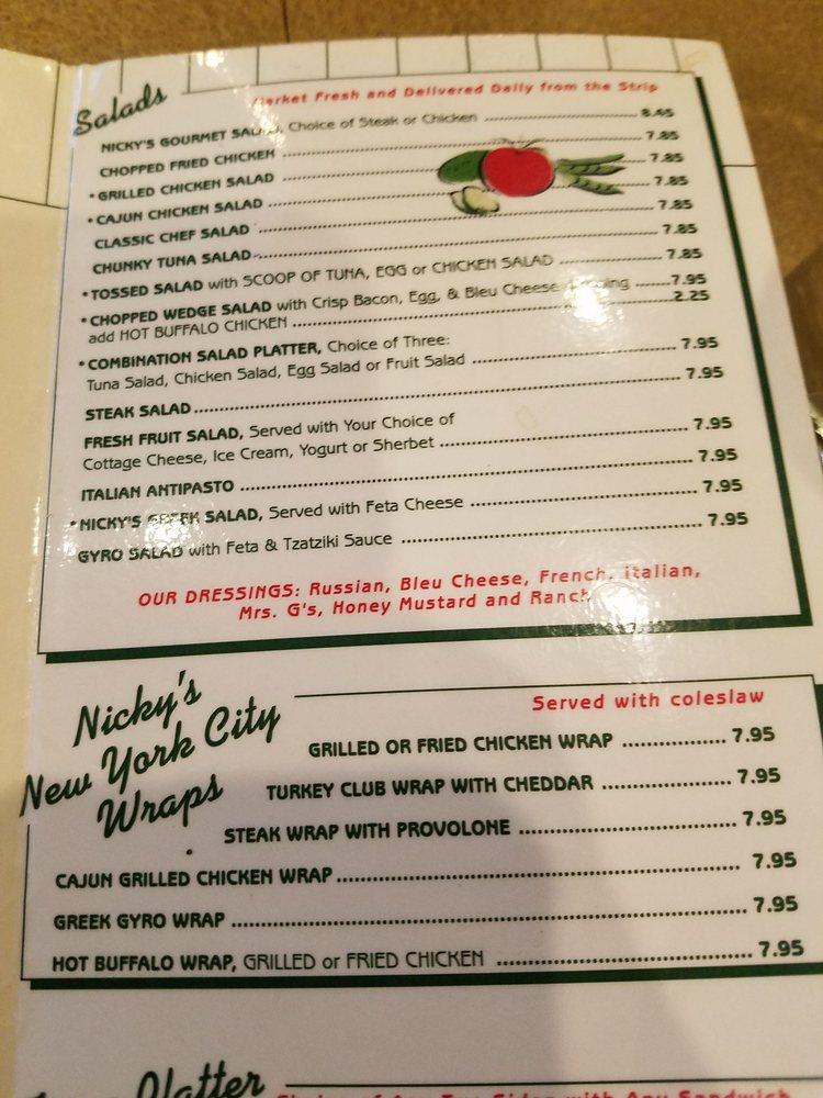 Menu at Nicky's Grant Street restaurant, Pittsburgh, 310 Grant St #100