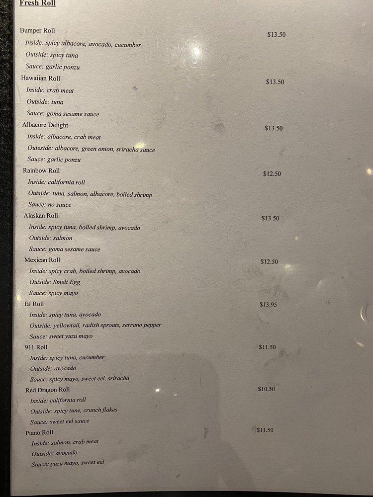 Menu at O2 Sushi Restaurant, Simi Valley