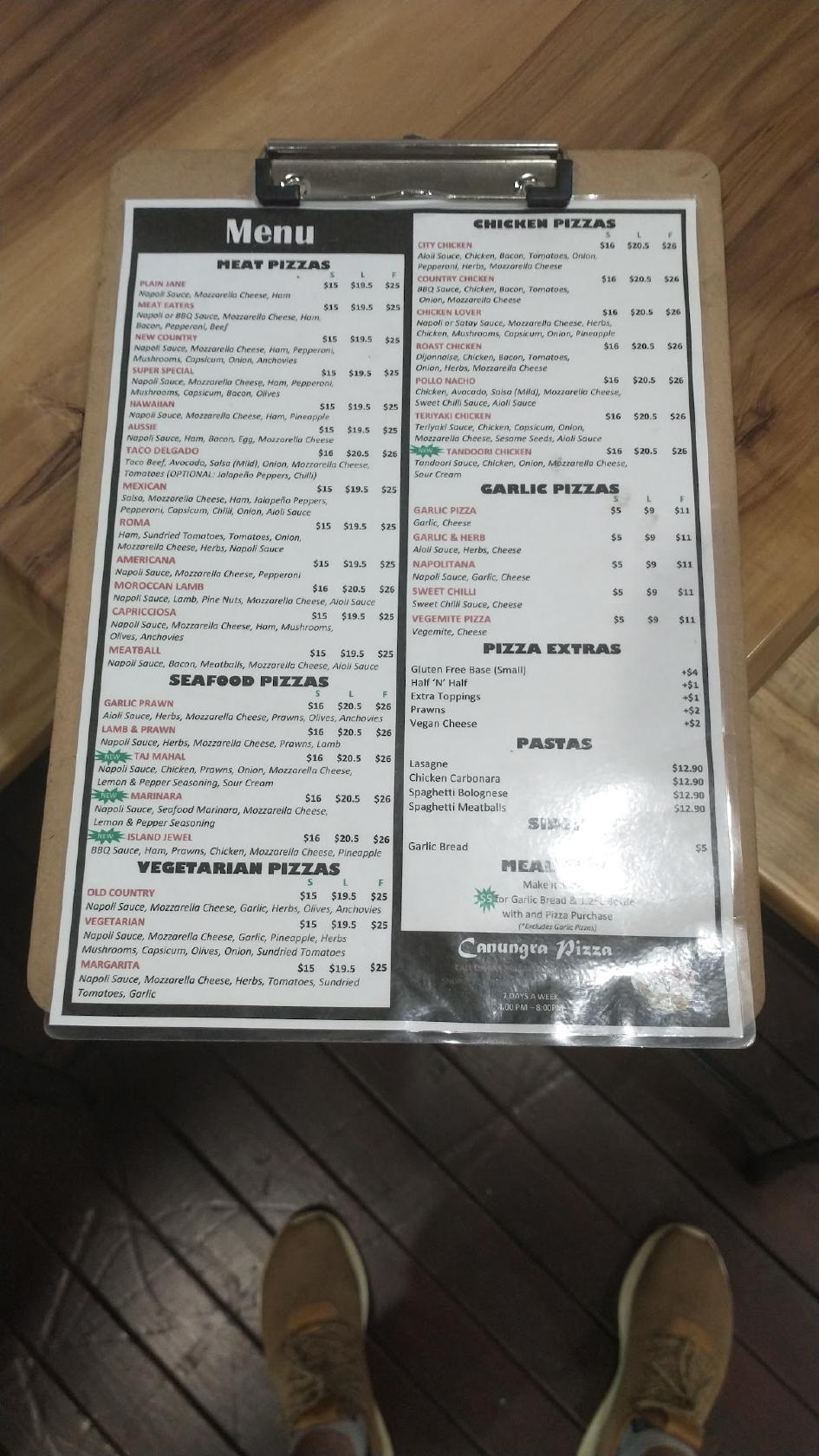 Menu at Canungra Pizza pizzeria, Canungra, Shop 3/28 Christie St
