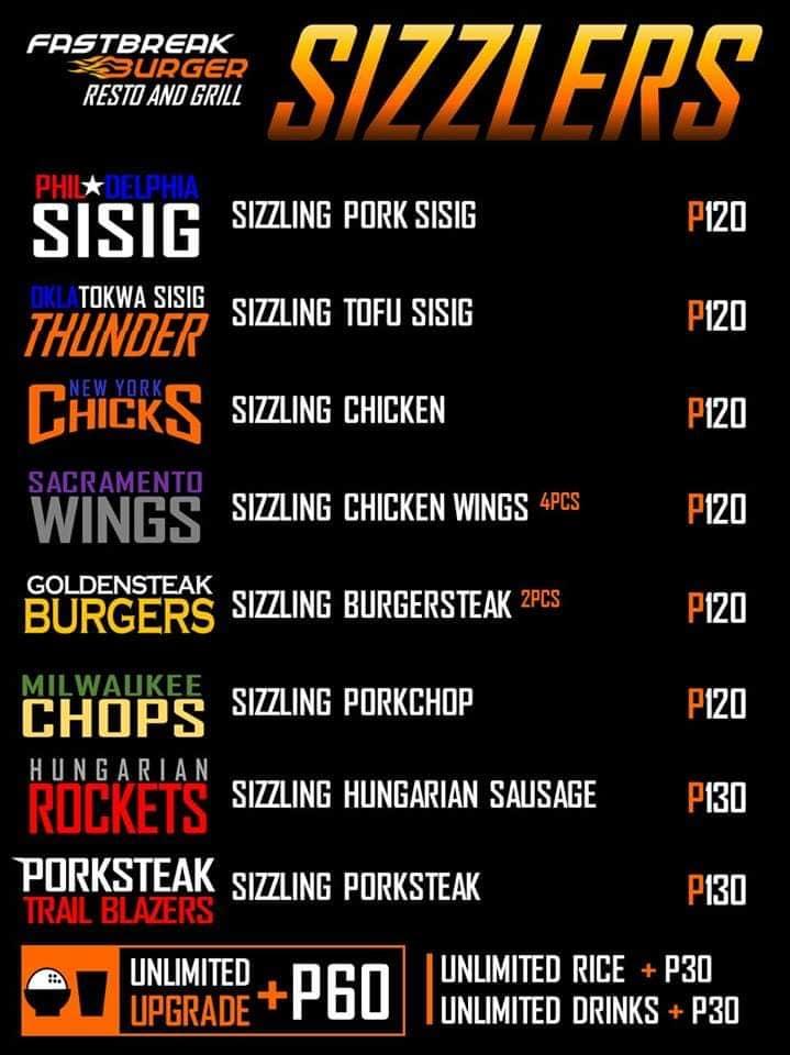 Menu at FASTBREAK BURGER RESTO-GRILL restaurant, Dasmariñas